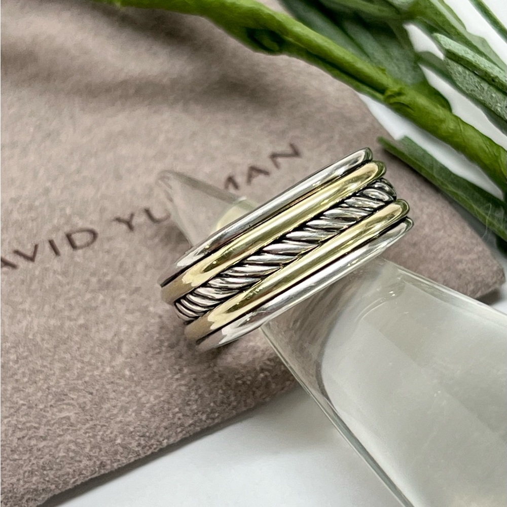 David Yurman Men’s Classic Cable Square Band Ring .92… - Gem